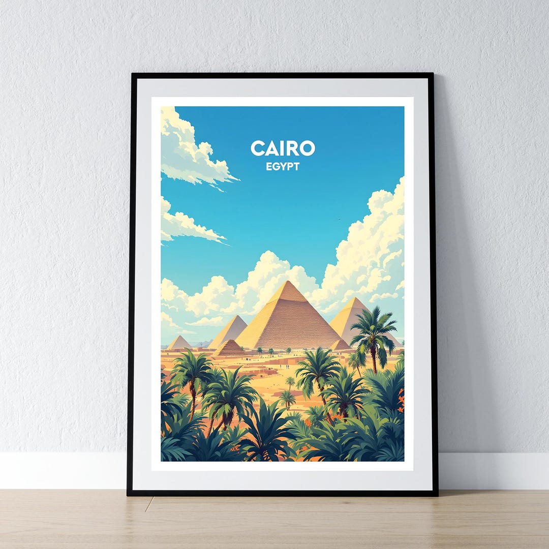 Cairo Poster Egyptian Pyramids Print Giza Wall Art Gift Travel Poster ...