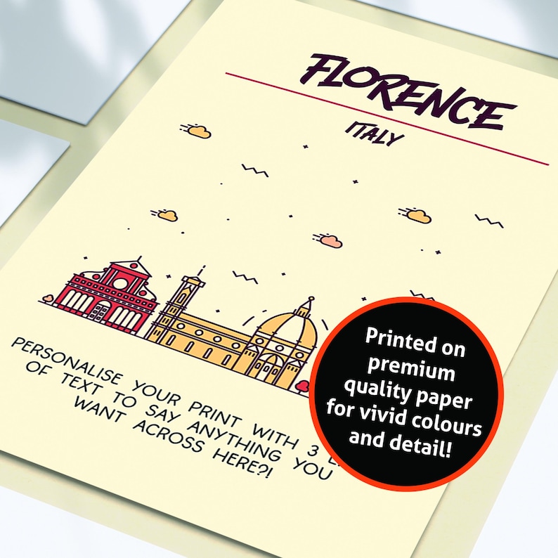 Personalised Florence Print – Modern Minimal City Skyline Poster ...
