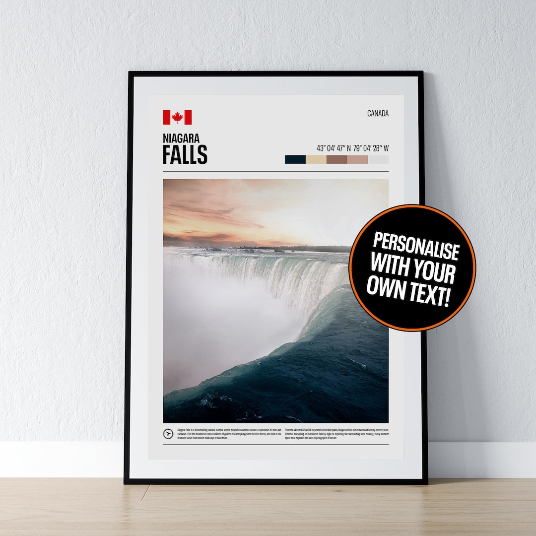 Niagara Falls Poster Niagara Falls Wall Art Niagara Falls Coordinates ...