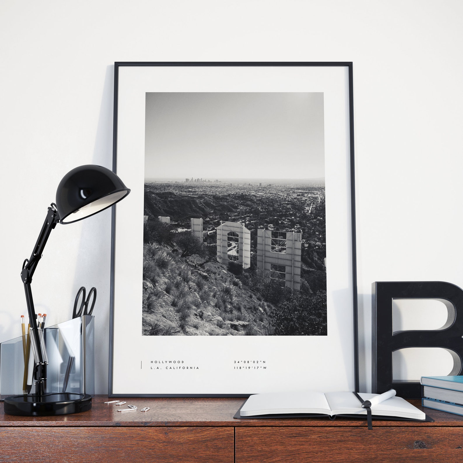 Hollywood Sign Print, Hollywood Poster, Hollywood Coordinates ...