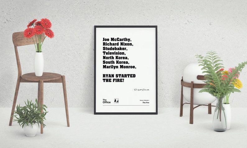 The Office Quote Poster Ryan Started the Fire the Office TV - Etsy