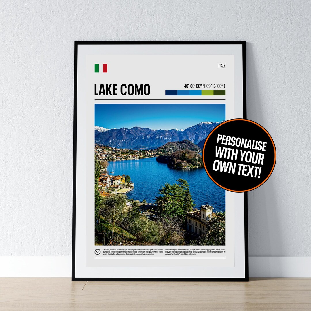 Lake Como Poster Lake Como Wall Art Lake Como Coordinates Photo Print ...