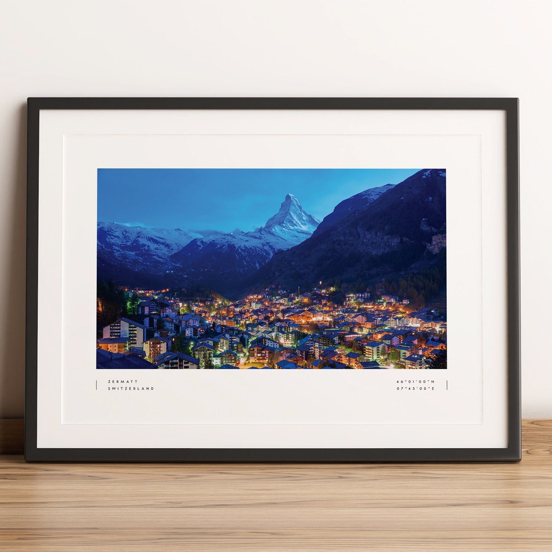 Zermatt Print, Zermatt Poster, Zermatt Coordinates, Zermatt Wall Art ...