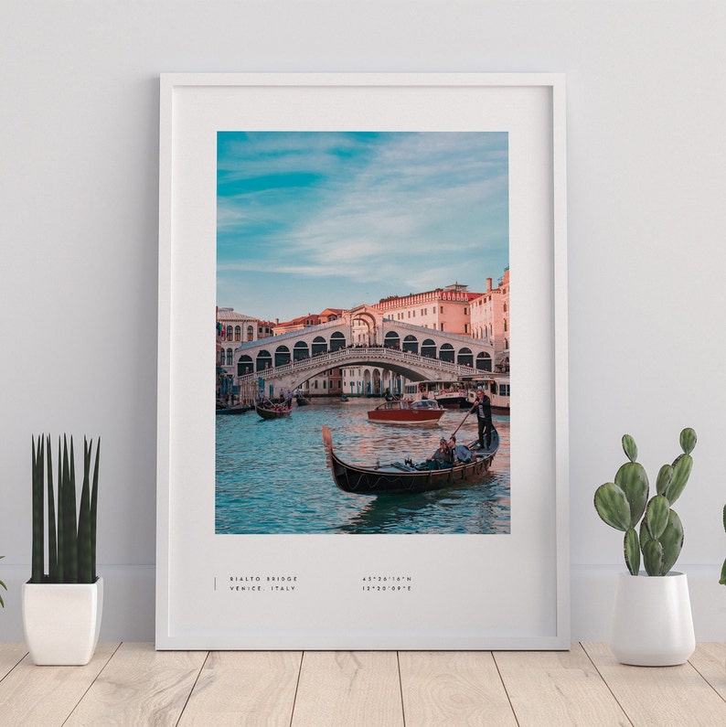 Venice Print, Venice Poster, Rialto Bridge Print, Venice Coordinates ...