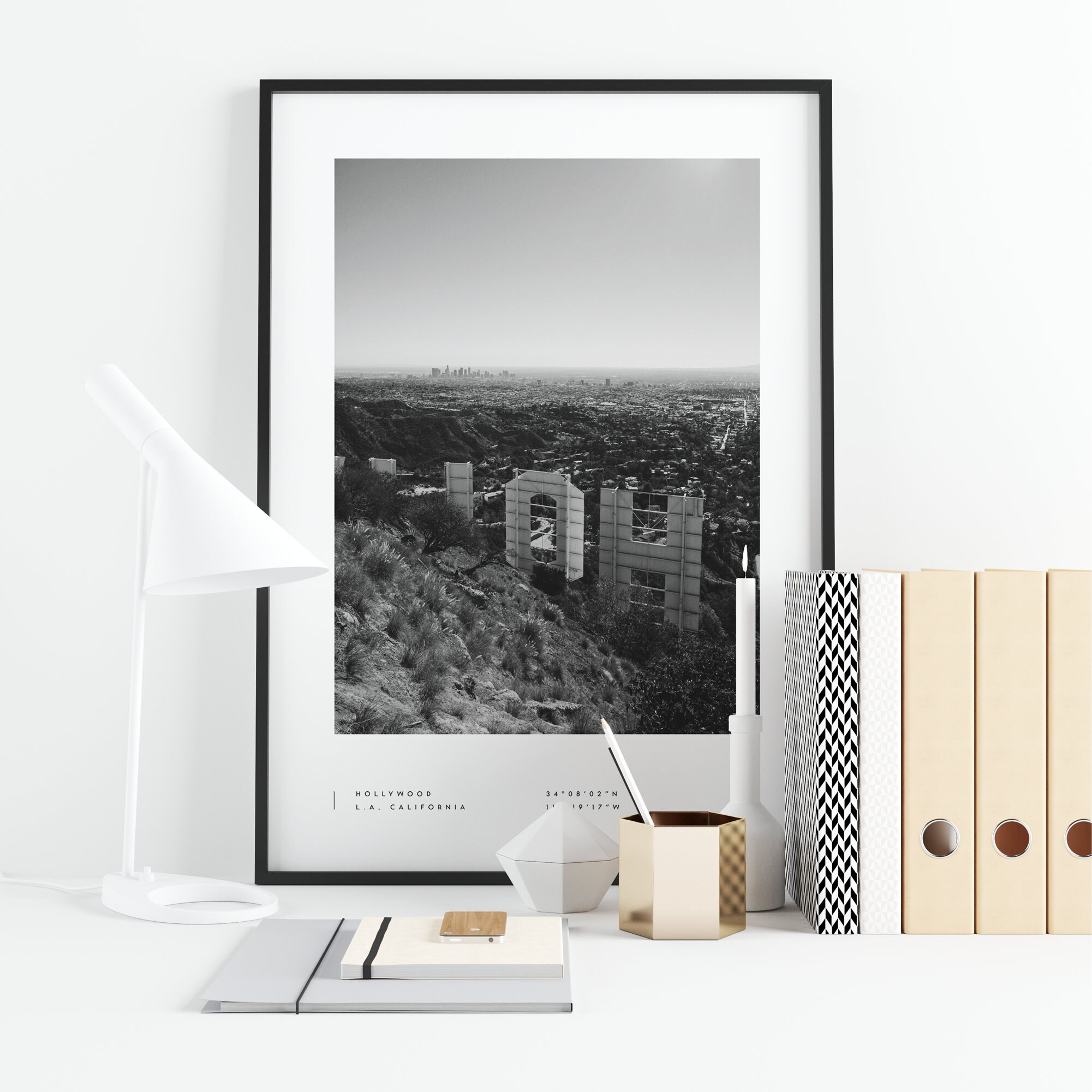 Hollywood Sign Print, Hollywood Poster, Hollywood Coordinates ...