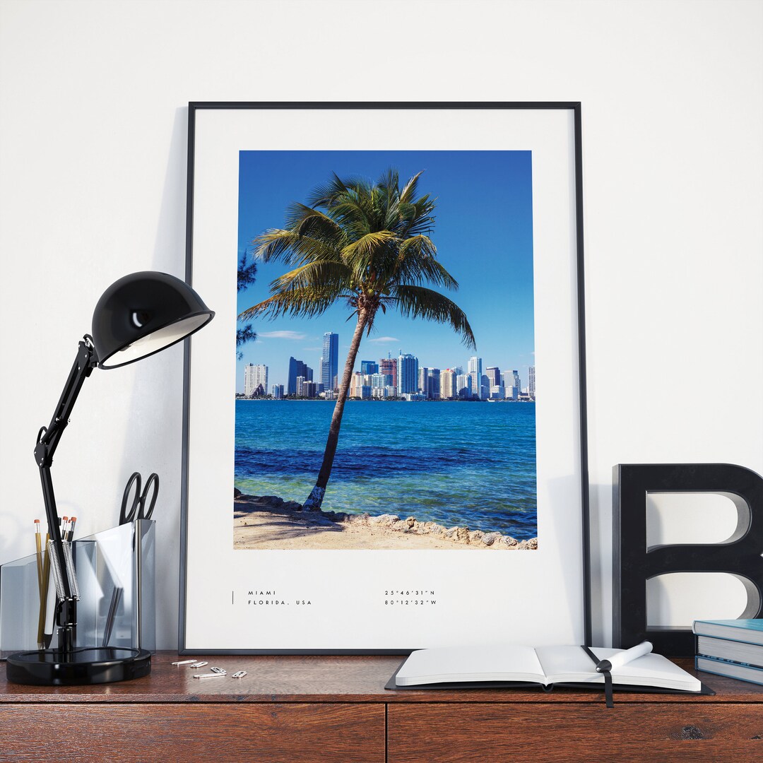 Miami Print, Miami Poster, Miami Coordinates, Miami Wall Art, Miami ...