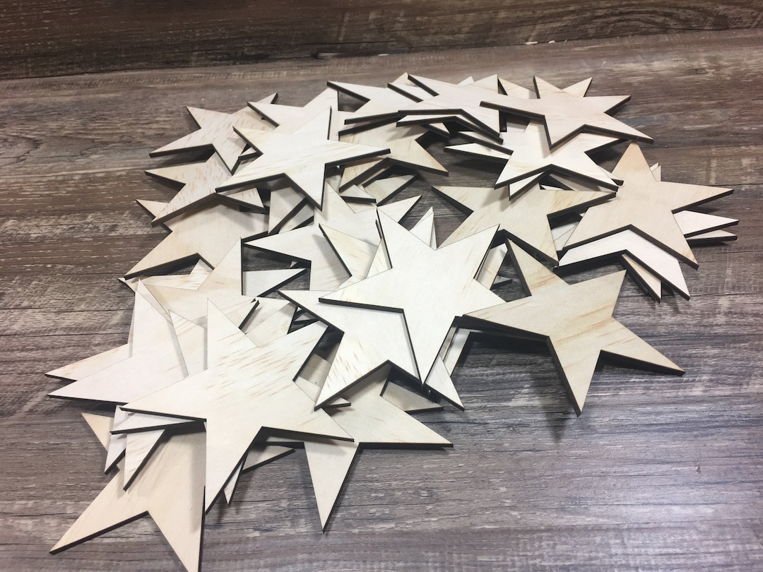 3.5'' Laser-cut Wooden Stars- Craft Supplies - Etsy