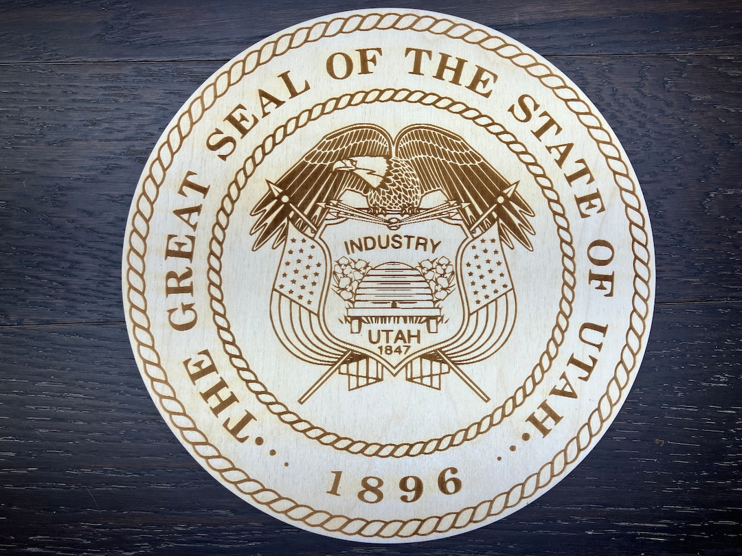 Utah State Seal 1/4'' Birch Plywood / Laser Engraved / 10'' - 14'' Tall ...