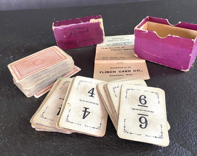 Antique Card Game Flinch, Complete Set With Instructions, Original Box ...