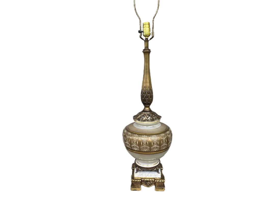Neoclassical Lamp, Gold, Marble, and Glass, FREE SHIPPING - Etsy