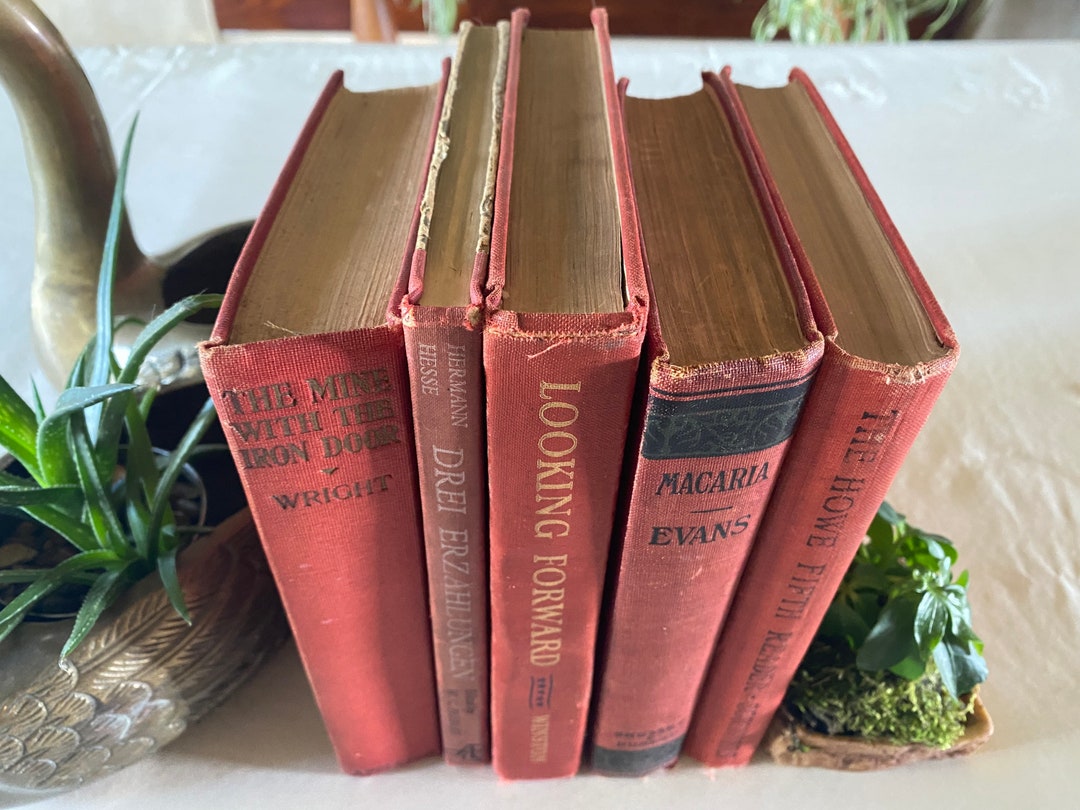Red Book Stack, Faded Brick Red - Etsy