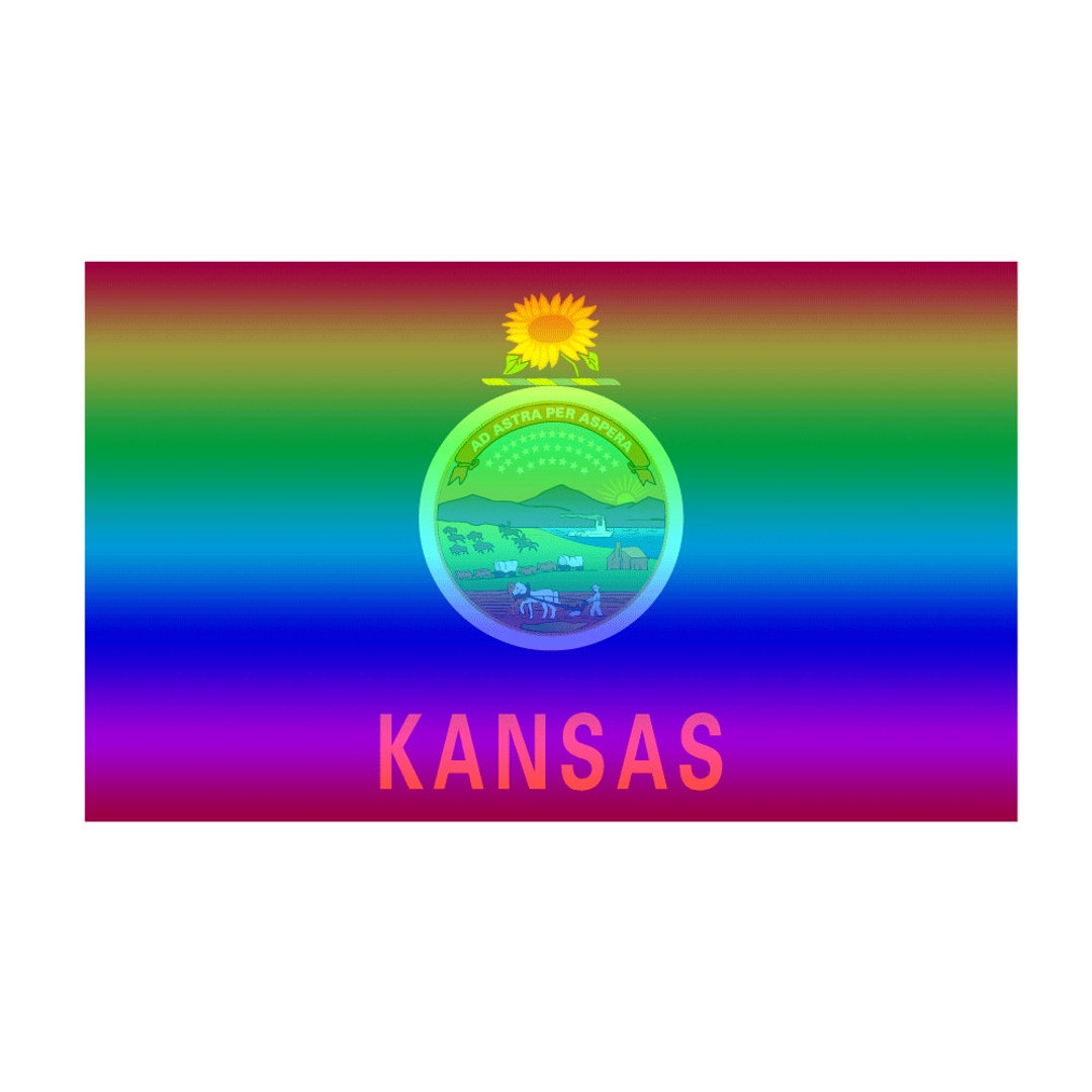 Kansas Gay Pride Rainbow State Flag - REFLECTIVE - Full Color Decal for ...