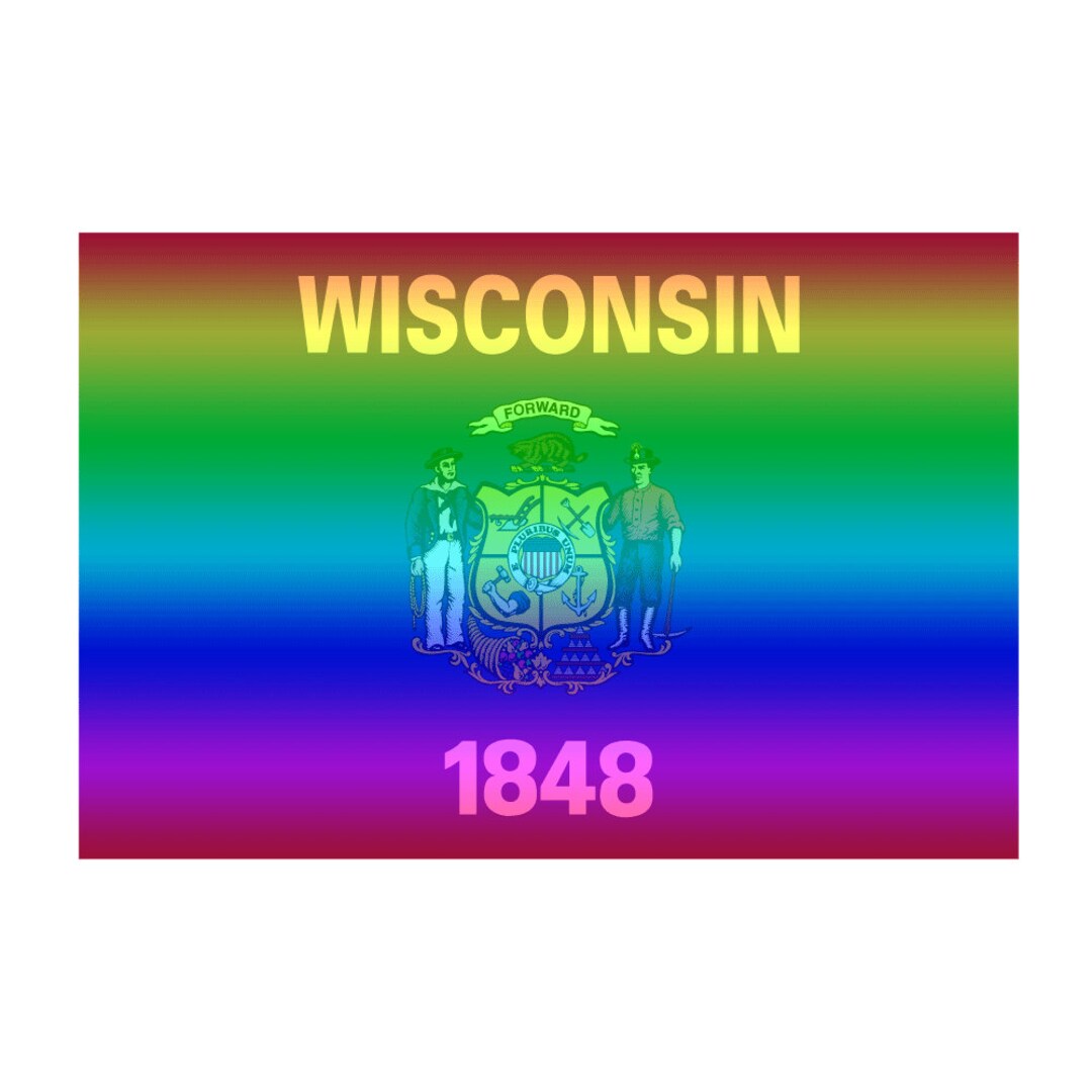 Wisconsin Gay Pride Rainbow State Flag - Full Color Decal for Macbook ...