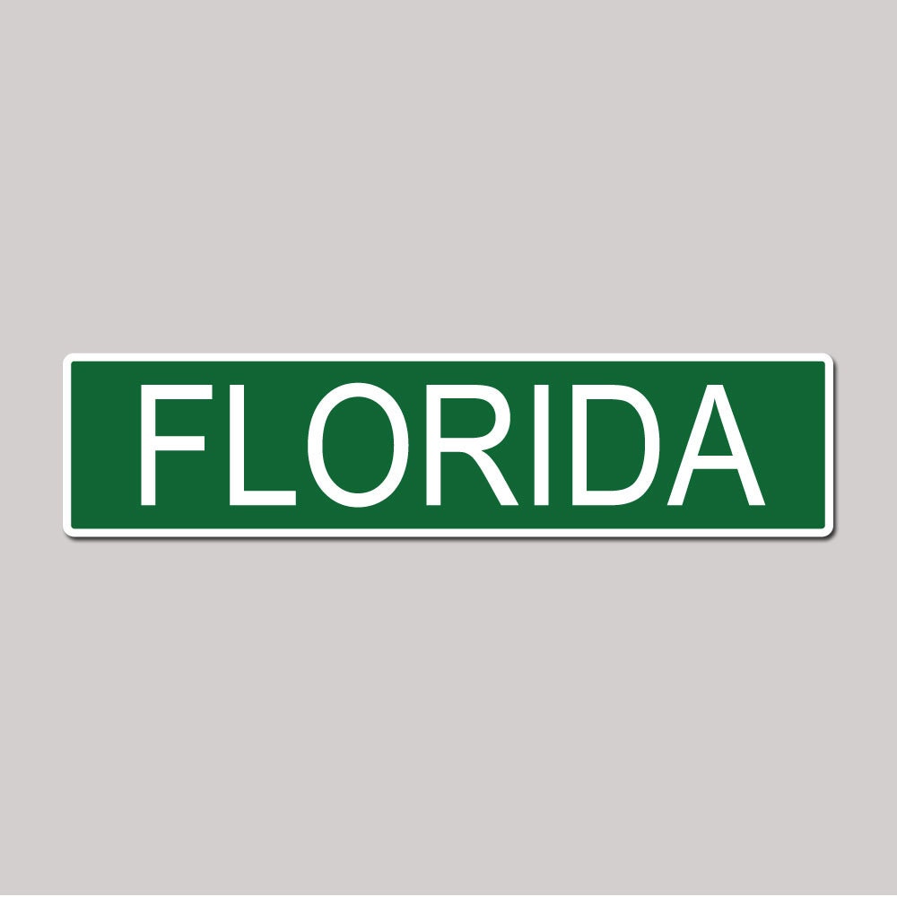 FLORIDA State Pride Green Vinyl on White 4X17 Aluminum - Etsy