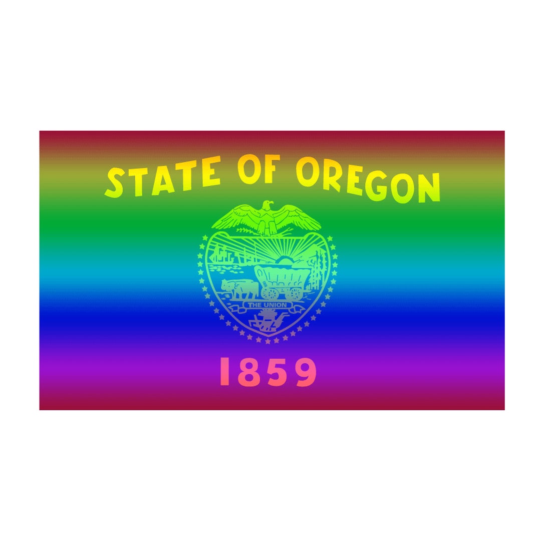 Oregon Gay Pride Rainbow State Flag - REFLECTIVE - Full Color Decal for ...