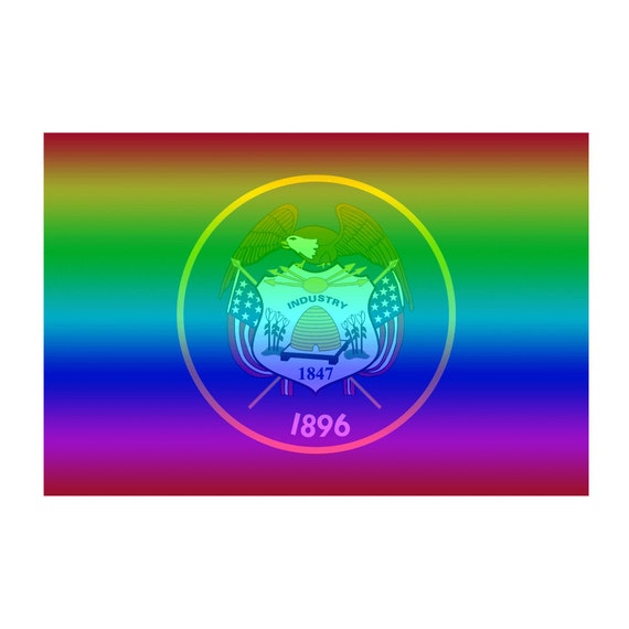 Utah Gay Pride Rainbow State Flag Full Color Decal for | Etsy