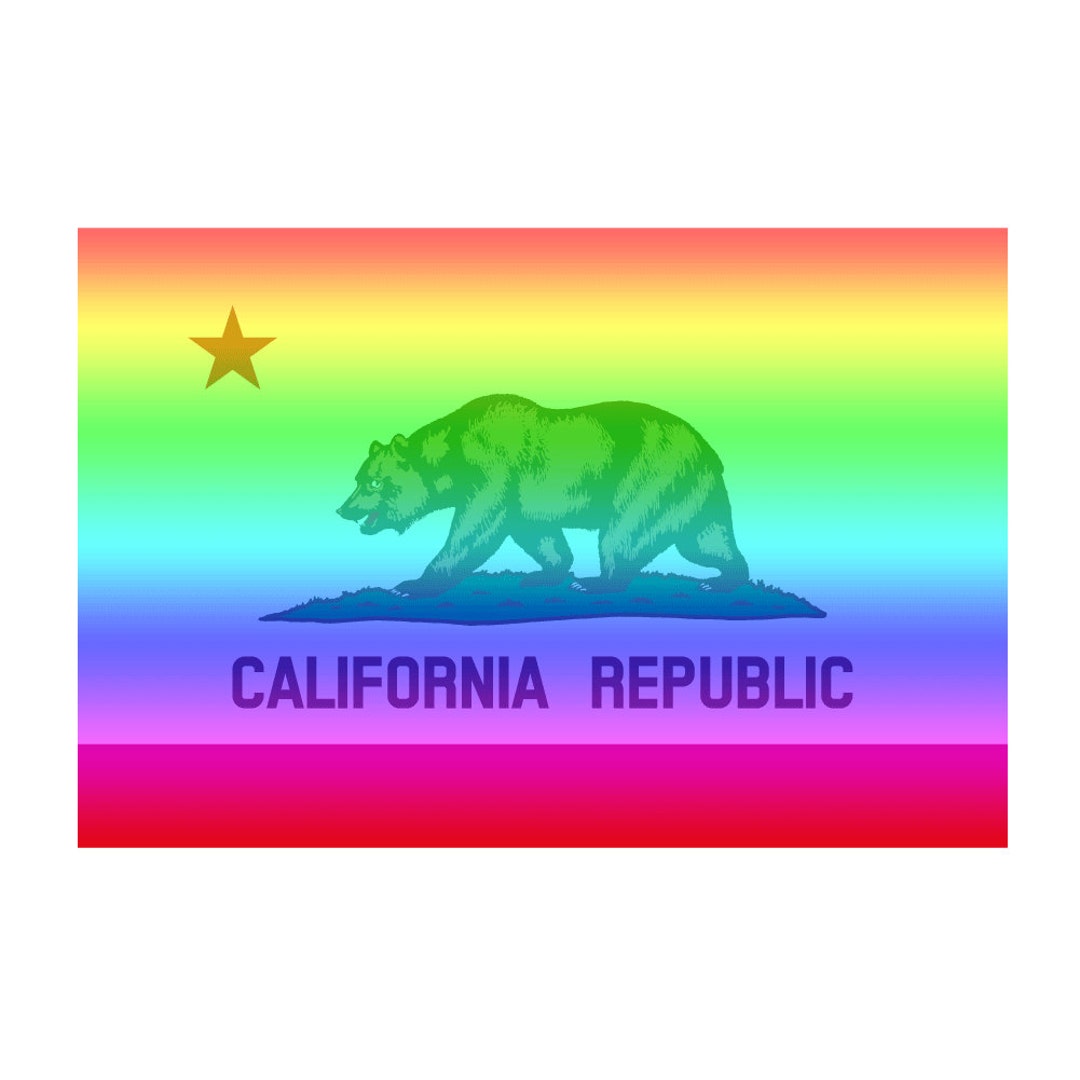 California Gay Pride Rainbow State Flag - Full Color Decal for Macbook ...