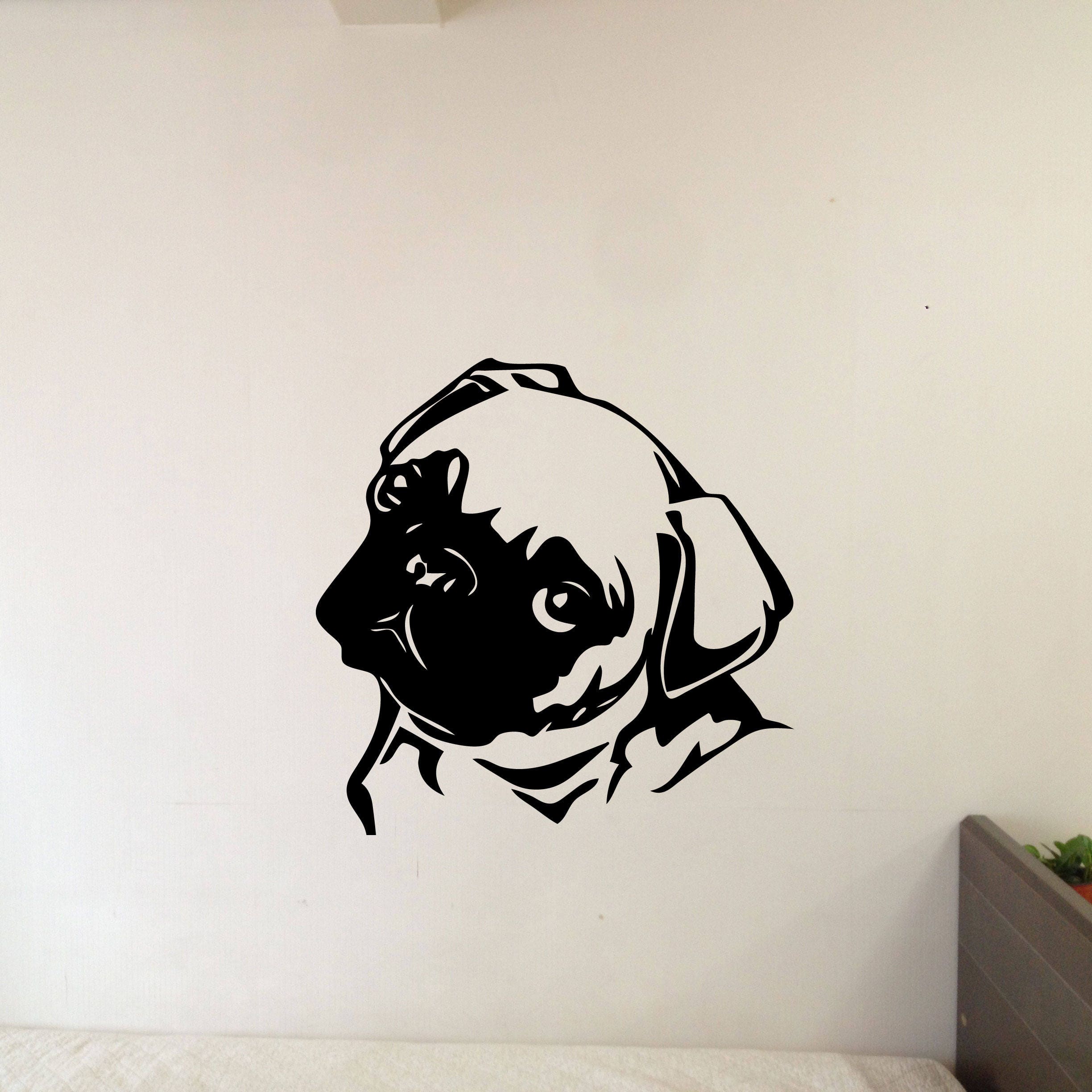 Cute Little Pug Puppy Vinyl Wall Decal (comes in Multiple Colors ...
