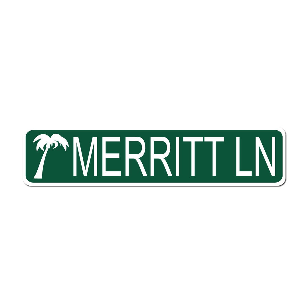 MERRITT LN Island Beach Resort Town - Green Vinyl on White - 4X17 ...