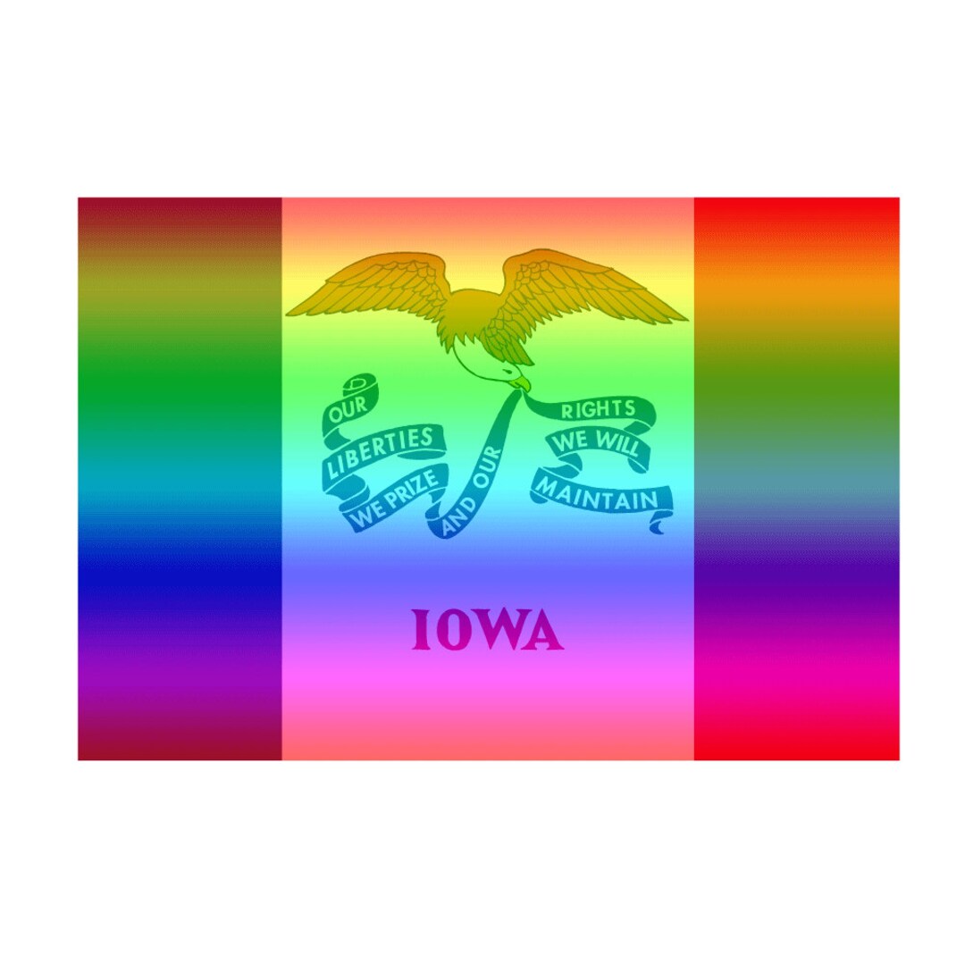 Iowa Gay Pride Rainbow State Flag - REFLECTIVE - Full Color Decal for ...