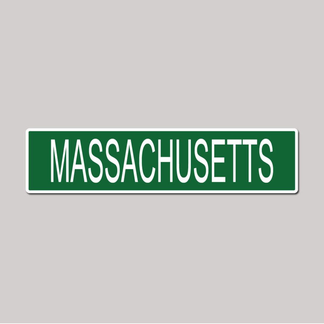 MASSACHUSETTS State Pride Green Vinyl on White - 4X17 Aluminum Street ...