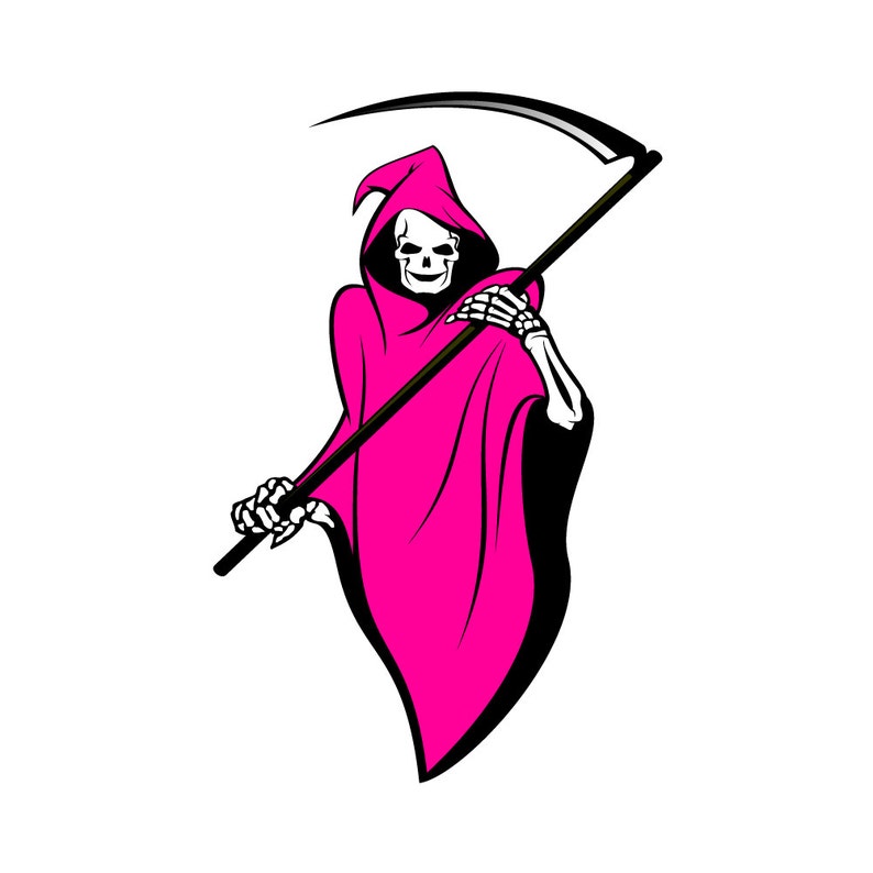Pink Cloak Grim Reaper Holding Scythe Blade to the Right Full Color ...
