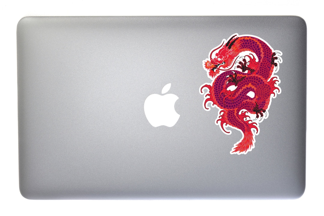 Red and Purple Chinese Dragon - Full Color Decal for Macbook, Laptop or ...