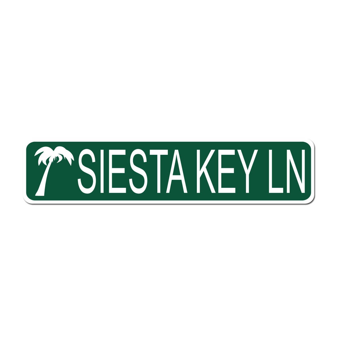 SIESTA KEY LN Island Beach Resort Town - Green Vinyl on White - 4X17 ...