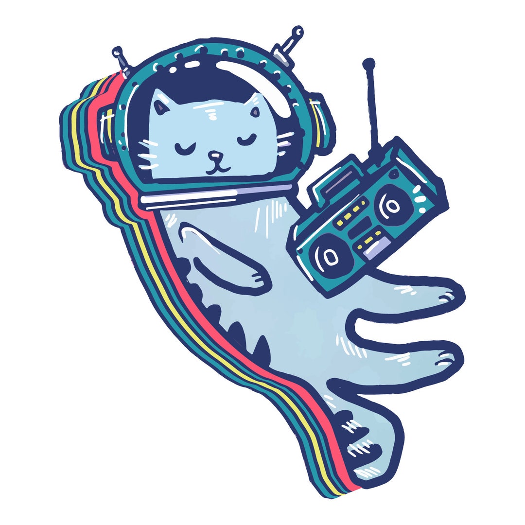 Boombox Space Kitty - Awesome Amazing Full Color Vinyl Decal for Car ...