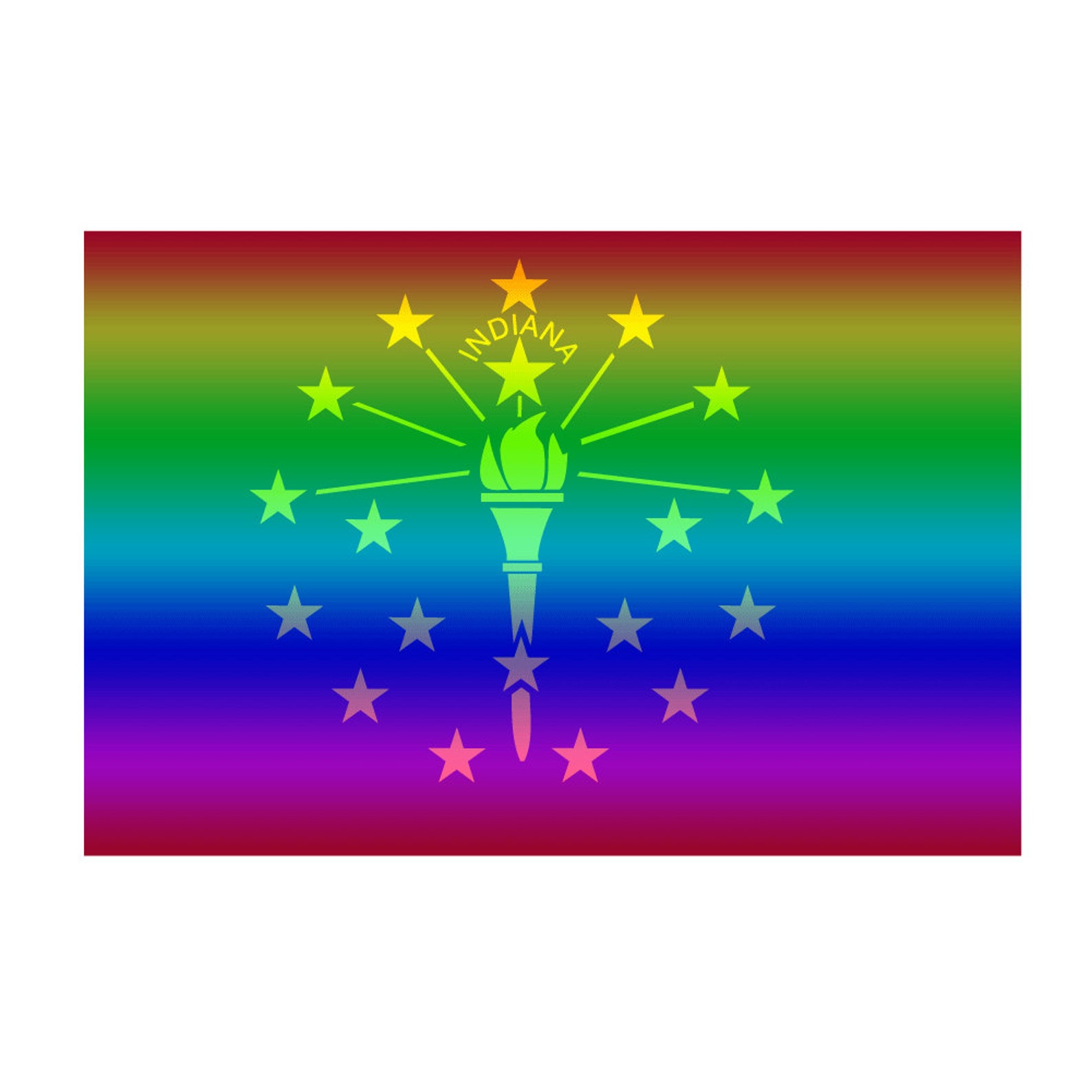 Indiana Gay Pride Rainbow State Flag - REFLECTIVE - Full Color Decal ...