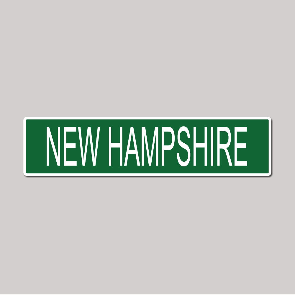 NEW HAMPSHIRE State Pride Green Vinyl on White 4X17 Aluminum Street ...
