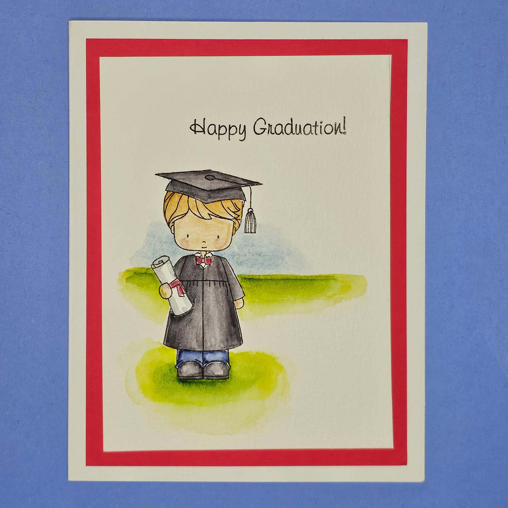 Graduation Card for Boy, Customized, Hand Painted Watercolor W/ A-7 ...