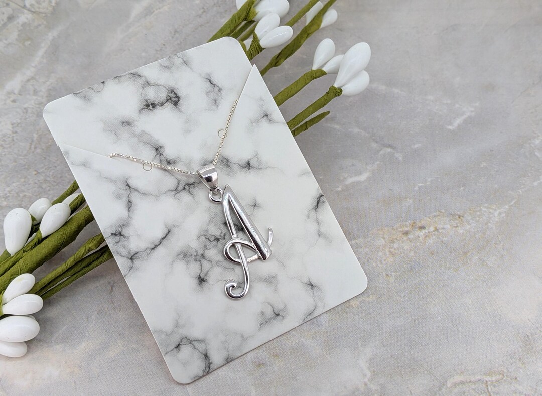Cursive Letter A Pendant: 925 Sterling Silver Initial Necklace - Etsy