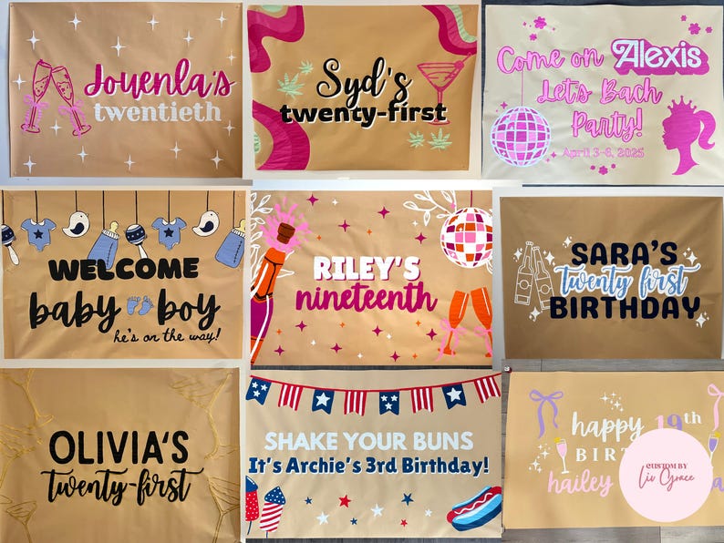 Custom Painted Banner, Kraft Paper Banner, Hand Painted Banner, Baby ...