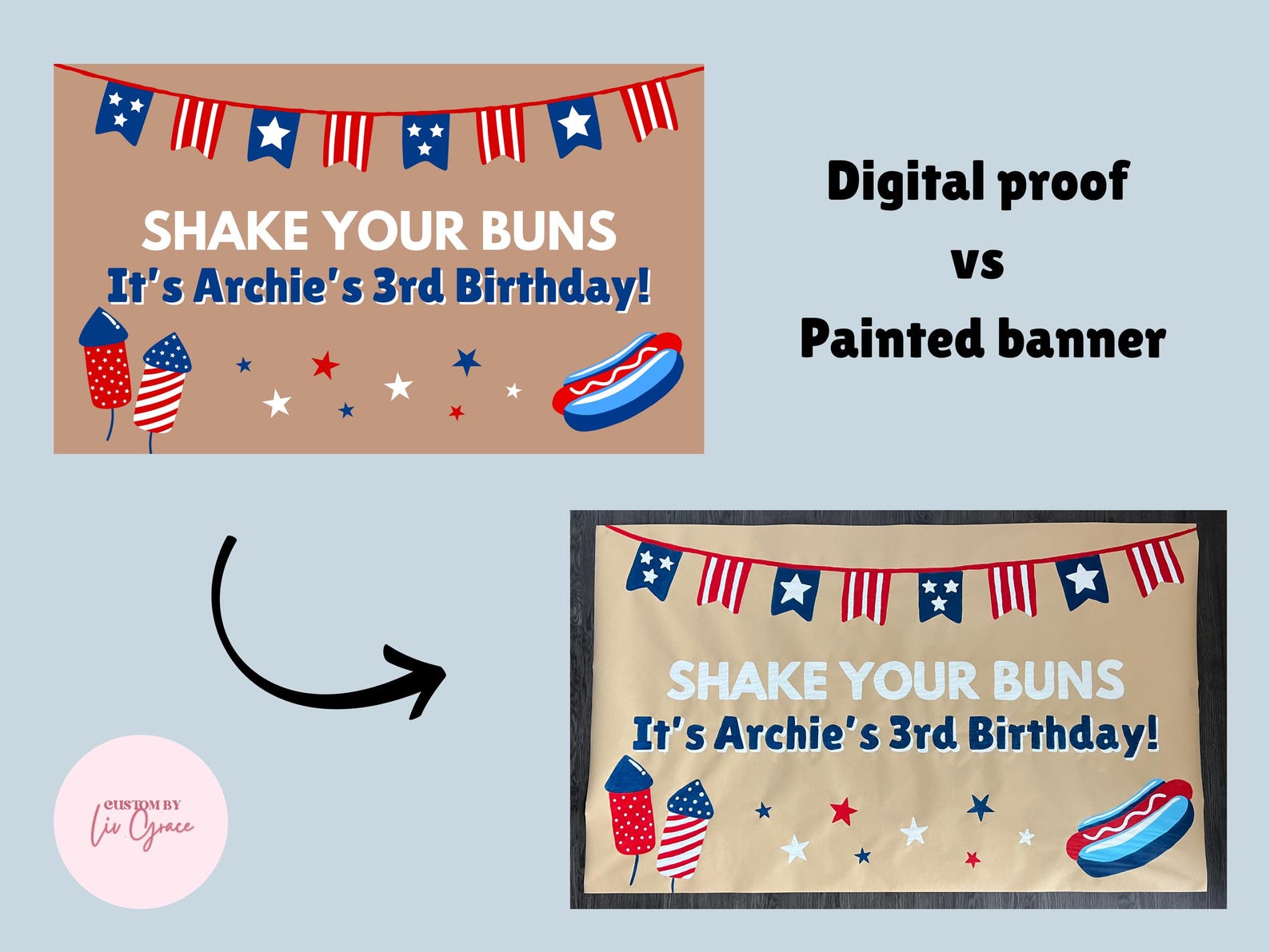 Custom Painted Banner, Kraft Paper Banner, Hand Painted Banner, Baby ...