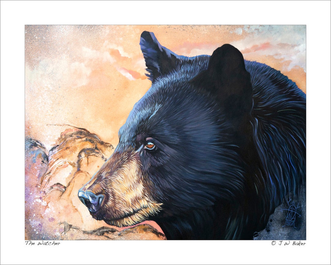 Bear Wildlife Art Print - the Watcher - Black Bear Artwork Reproduction ...