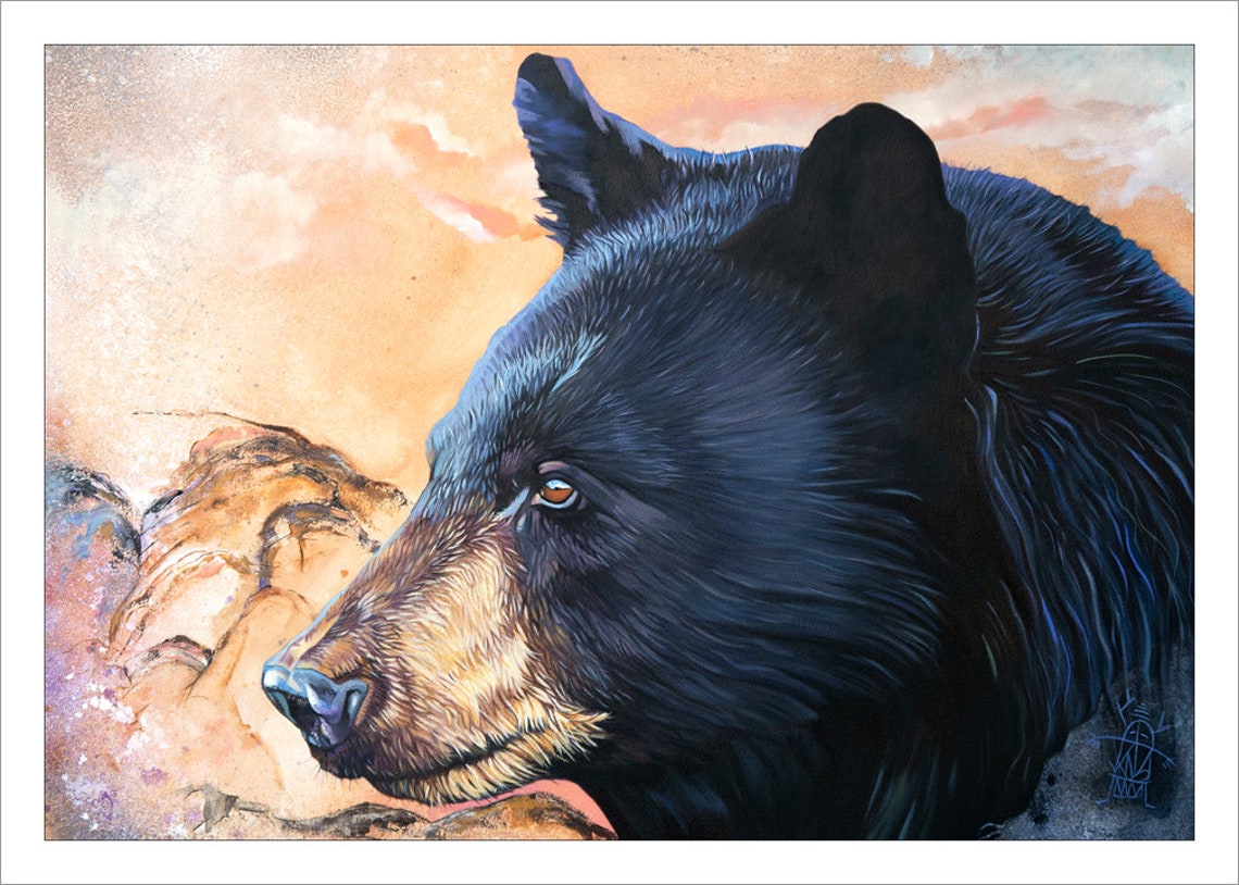 5x7 Black Bear Note Card Set the Watcher 4 - Etsy