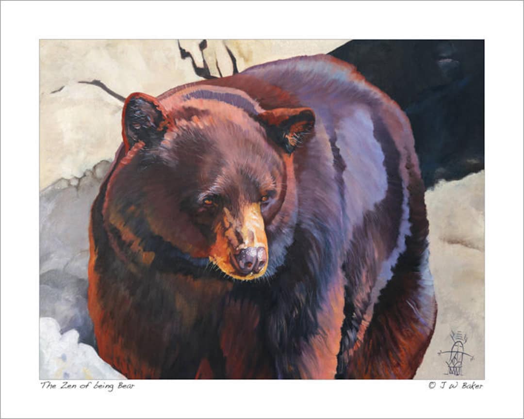 Zen Bear Art Print: Inspirational Animal Artwork by J W Baker - Etsy