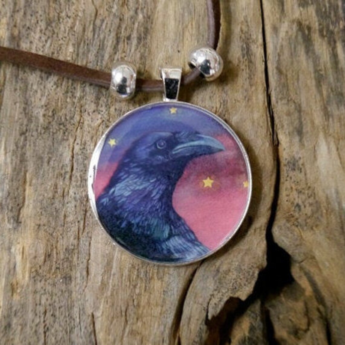 Raven Totem Animal Wildlife Art Pendant Necklace Raven | Etsy