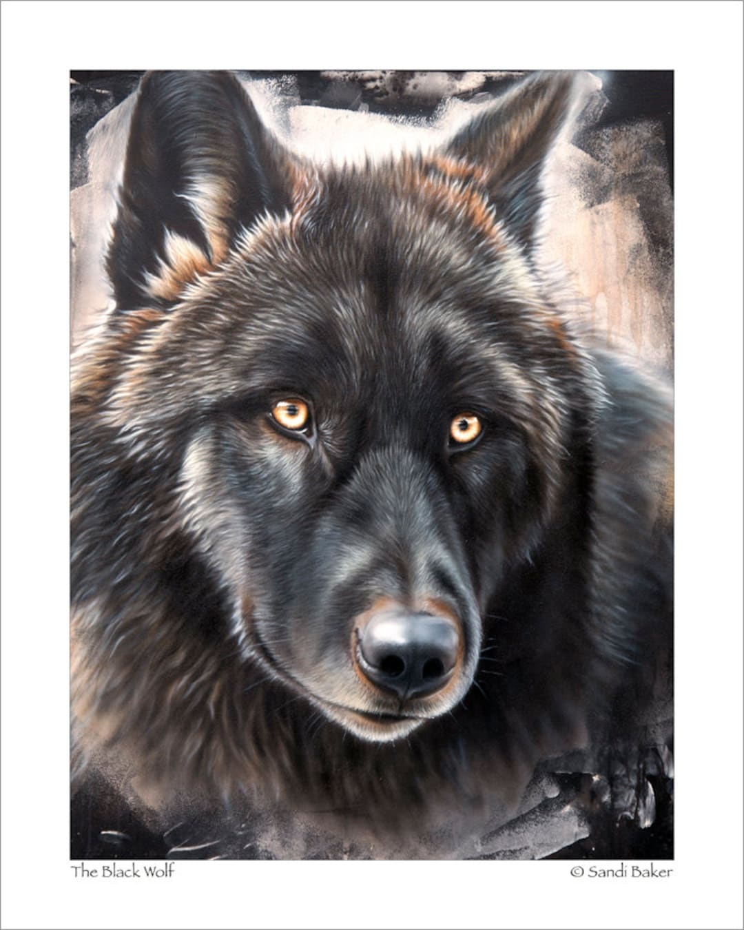 Black Wolf Art Print - "the Black Wolf" © Sandi Baker - Etsy