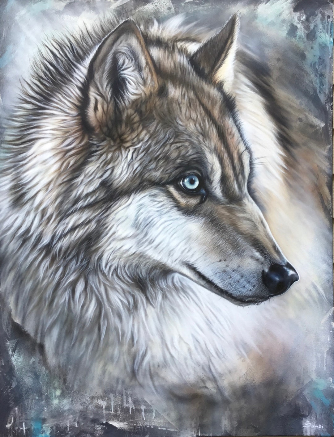 Original Wolf Painting 36" X 48" Acrylic Painting by Artist Sandi Baker ...
