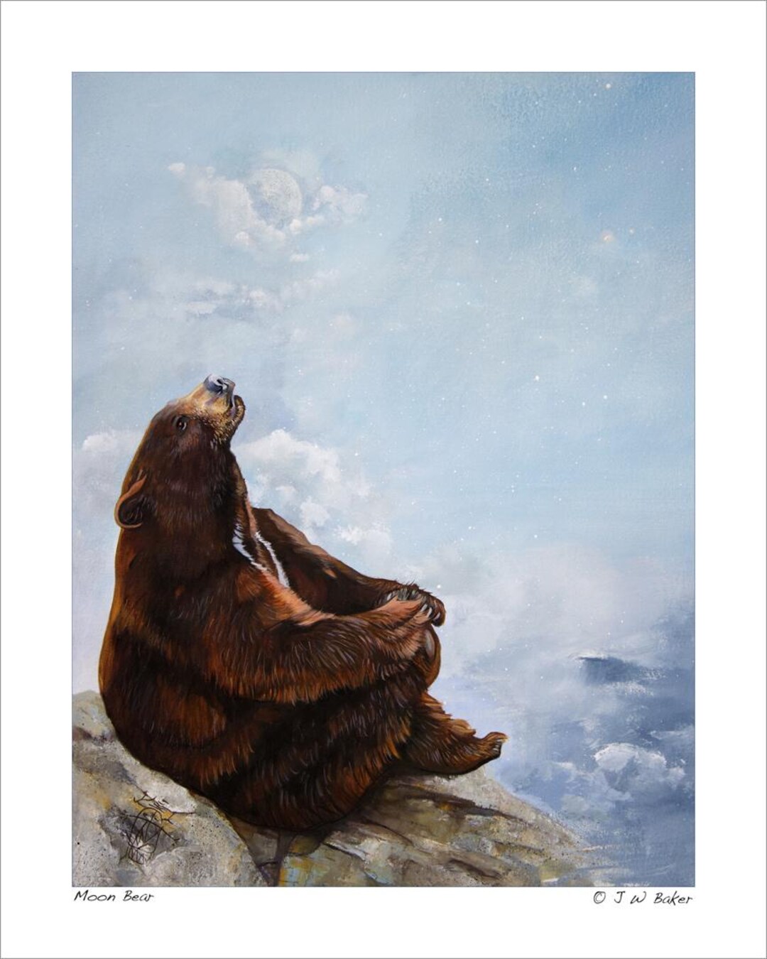 Moon Bear Art Print: Wildlife Illustration by J W Baker - Etsy