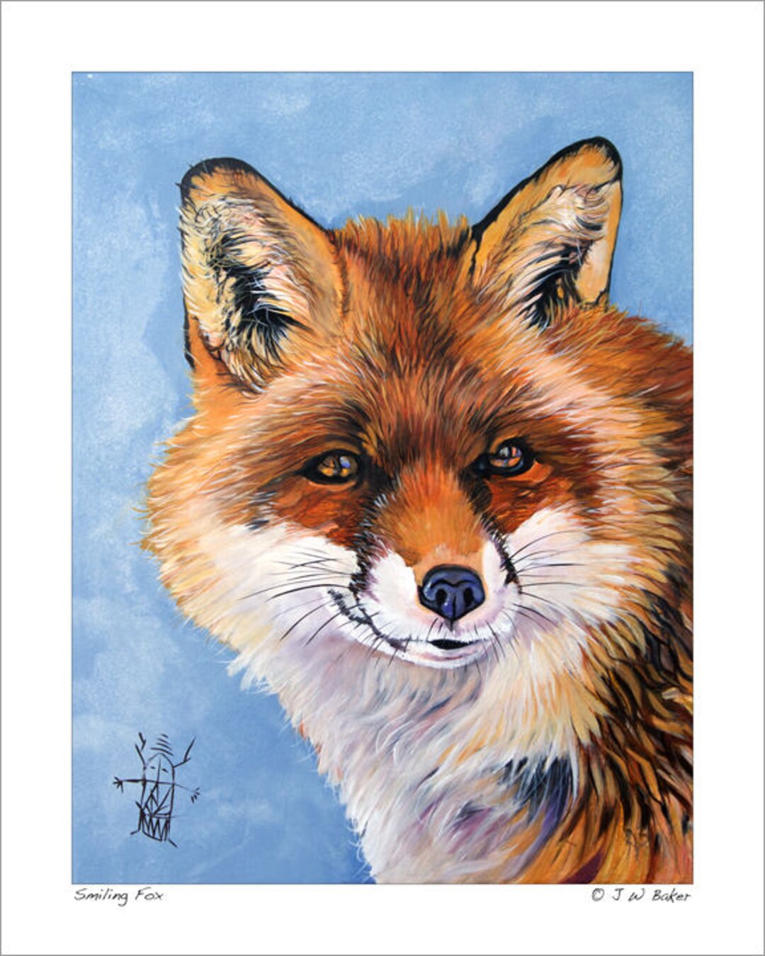 Collectible Fox Wildlife Art Print - "smiling Fox" - Fox Art ...