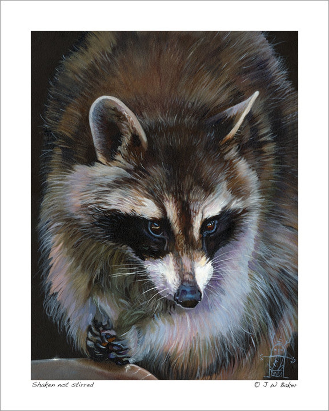 Collectible Raccoon Art Print "shaken Not Stirred" - Wildlife Artwork ...