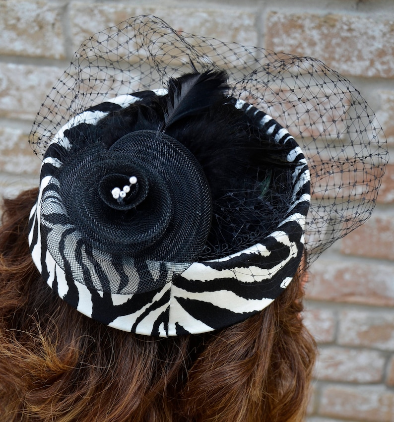 Zebra Print Pillbox Hat, Church Hat, Tea Party Hat, Fashion Hat - Etsy