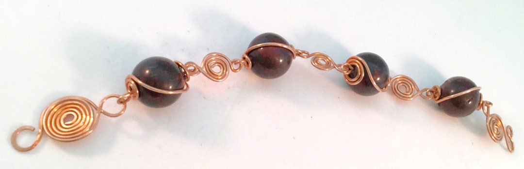 Copper, Spiral, Wire Wrapped Link Bracelet. - Etsy