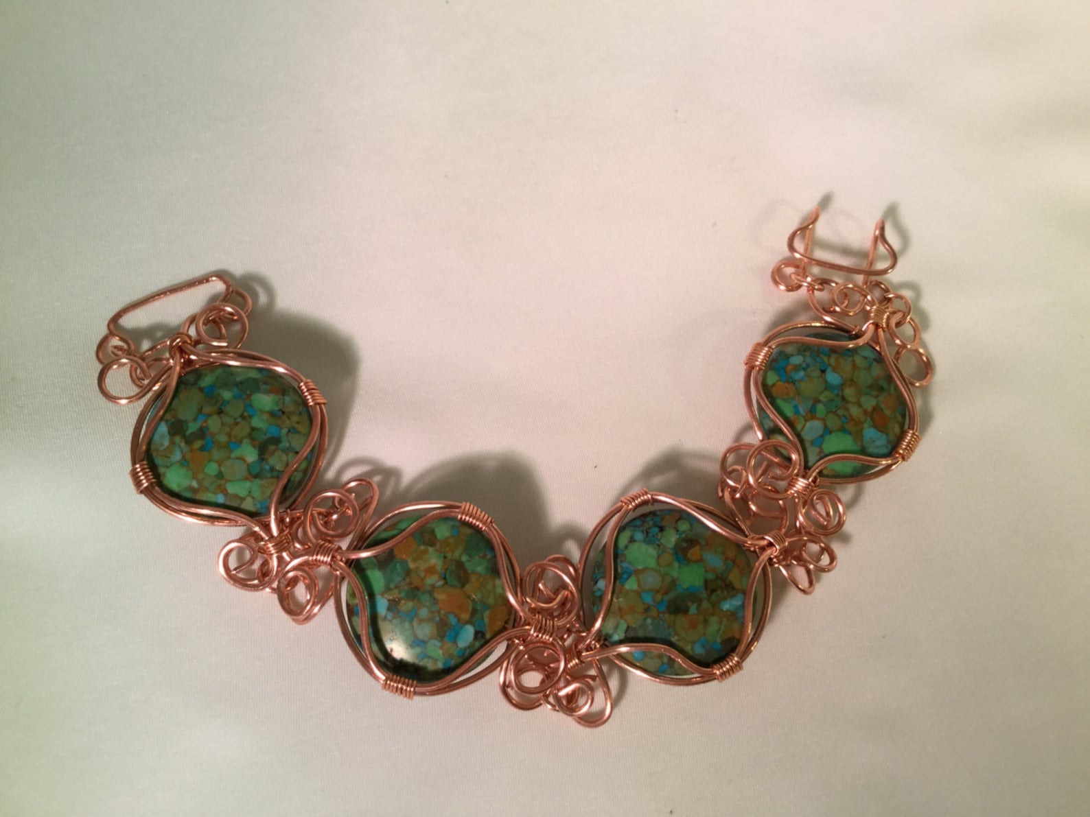 Copper, Wire Wrapped Link 6 1/2" Bracelet. Embracing a Beautiful 1 ...