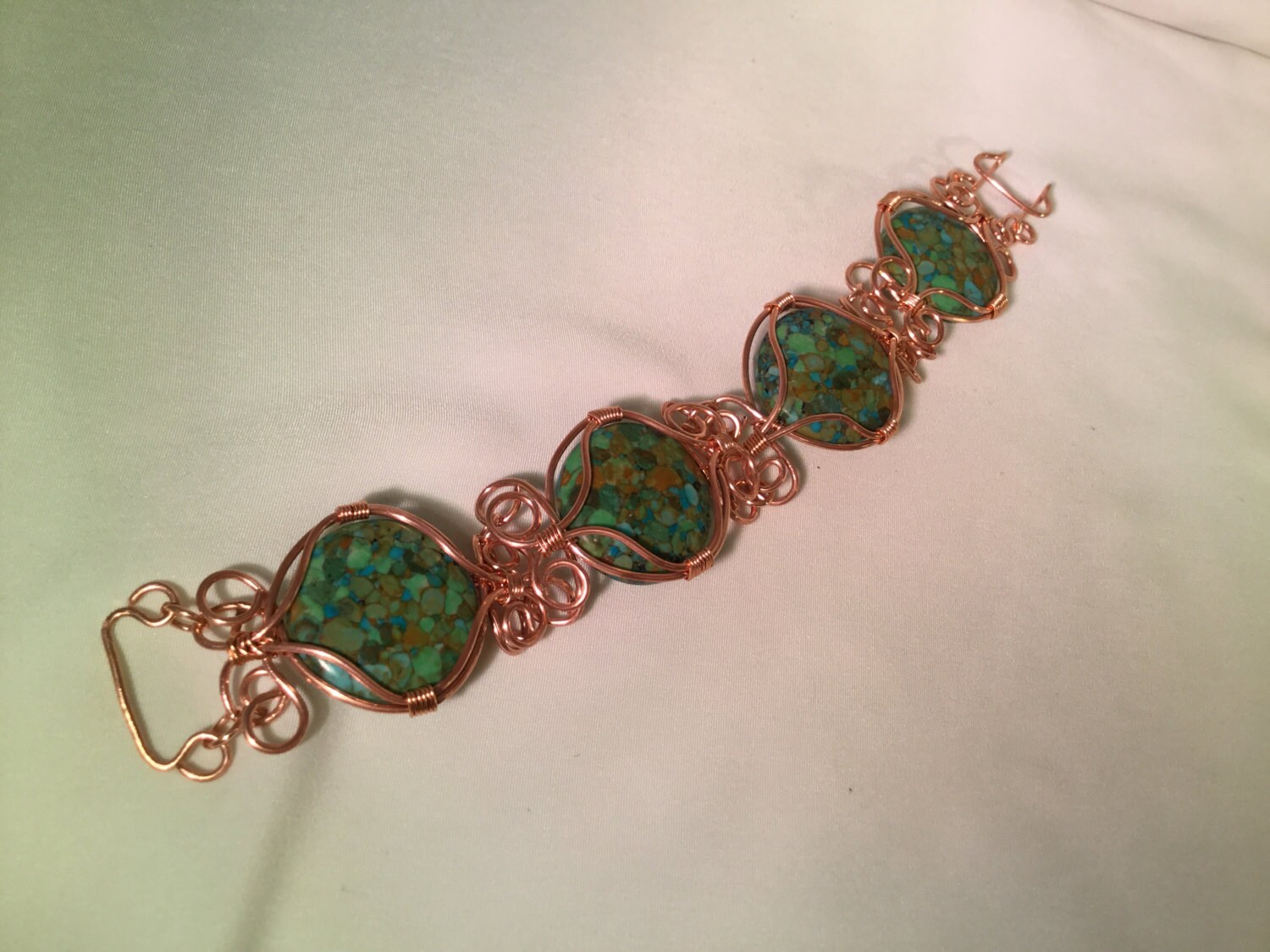 Copper, Wire Wrapped Link 6 1/2" Bracelet. Embracing a Beautiful 1 ...