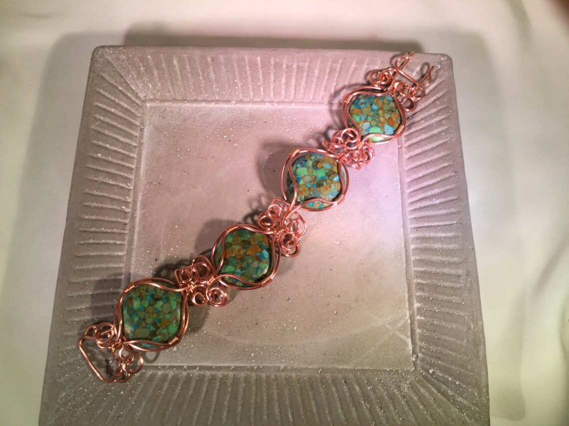 Copper, Wire Wrapped Link 6 1/2" Bracelet. Embracing a Beautiful 1 ...