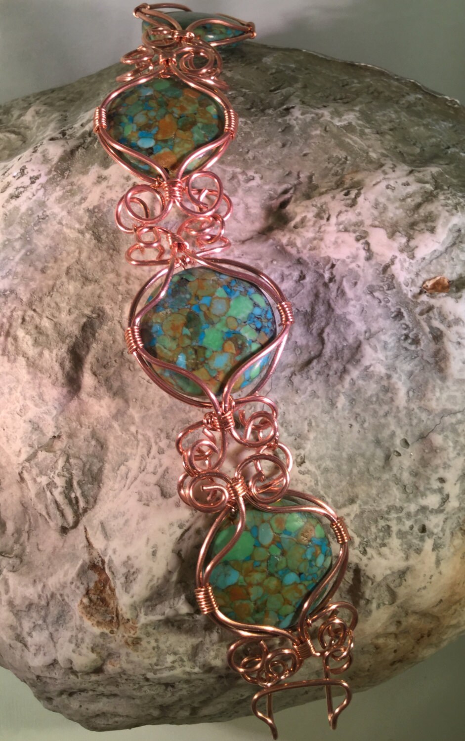 Copper, Wire Wrapped Link 6 1/2" Bracelet. Embracing a Beautiful 1 ...
